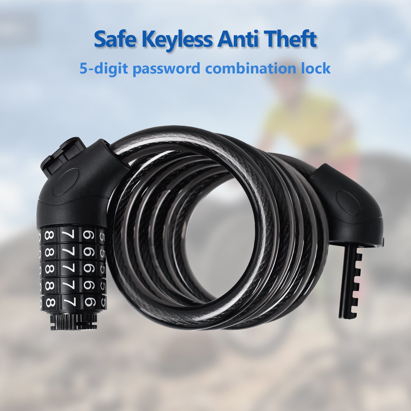 5 Digit Bicycle Combination Lock Steel Portable Lock – AIRWEST Ebike